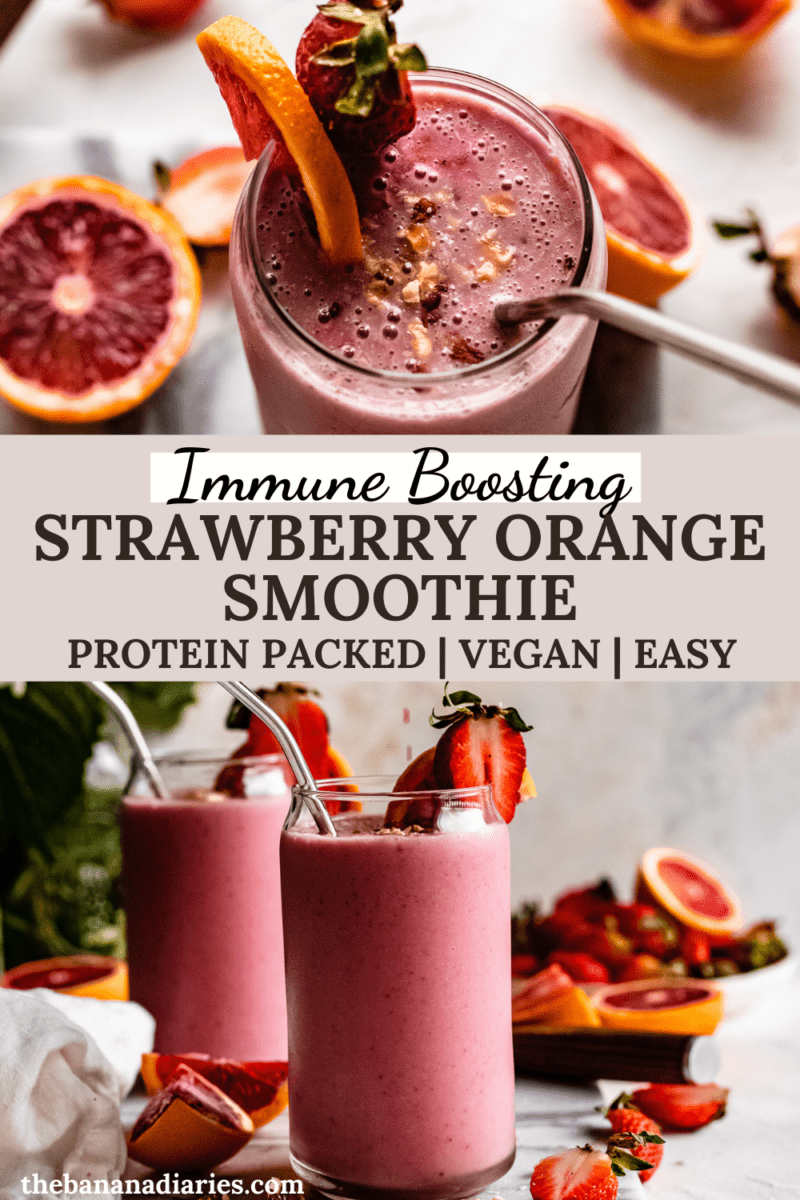 Immune Boosting Strawberry Orange Smoothie (Vegan, Protein Packed ...