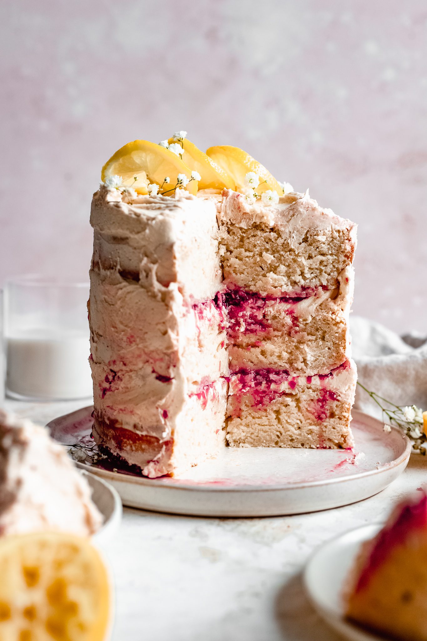 Easy Vegan Lemon Cake with Raspberry Buttercream | The Banana Diaries