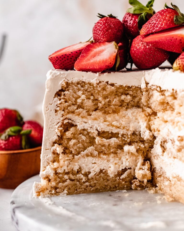 Easy Strawberry Vanilla Chiffon Cake Recipe (Eggless) | The Banana Diaries