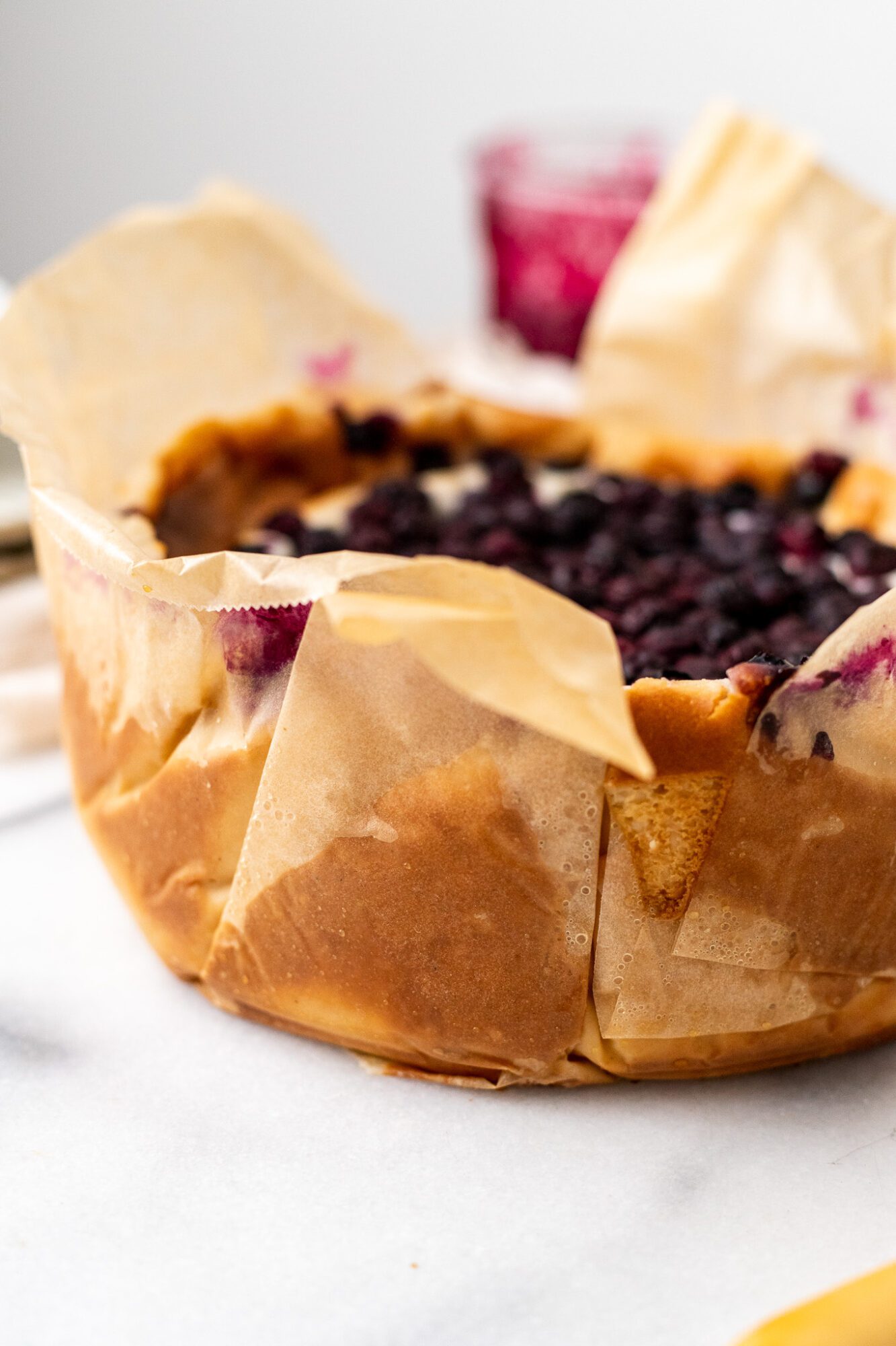 Creamy Vegan Blueberry Burnt Basque Cheesecake Recipe | The Banana Diaries