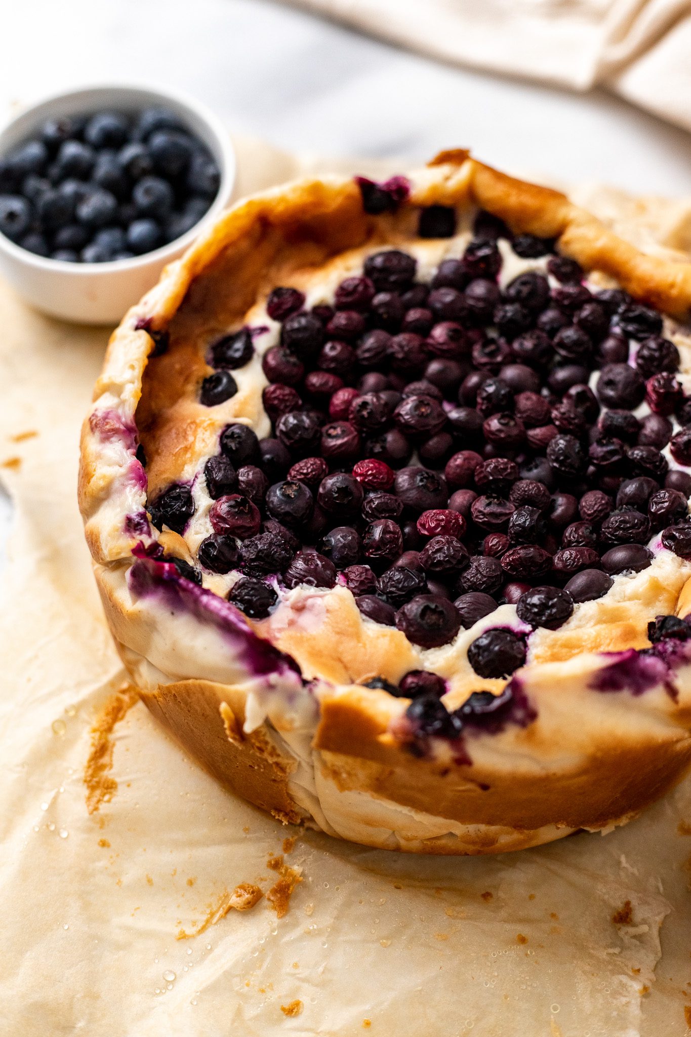 Creamy Vegan Blueberry Burnt Basque Cheesecake Recipe | The Banana Diaries