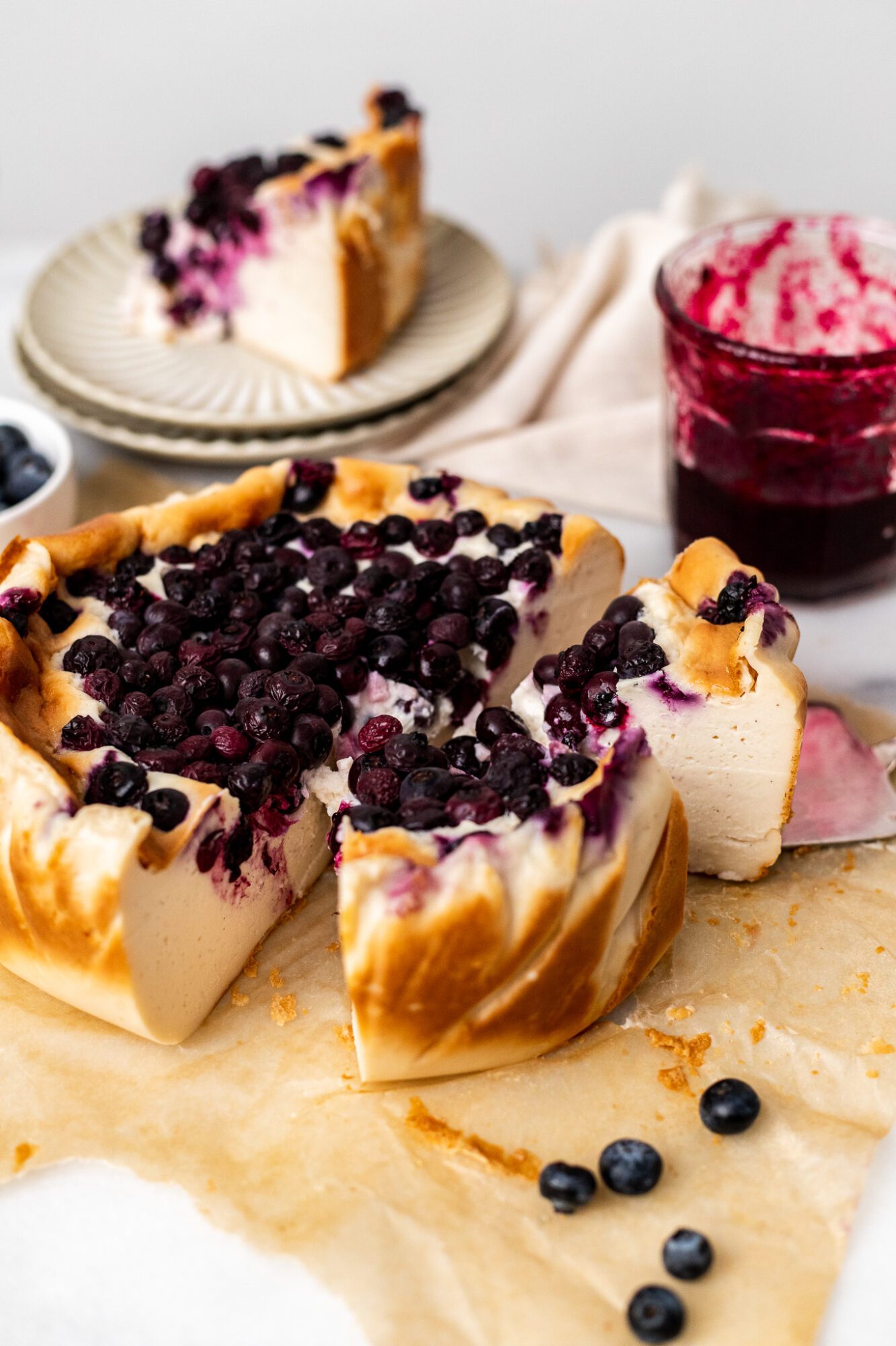 Creamy Vegan Blueberry Burnt Basque Cheesecake Recipe | The Banana Diaries