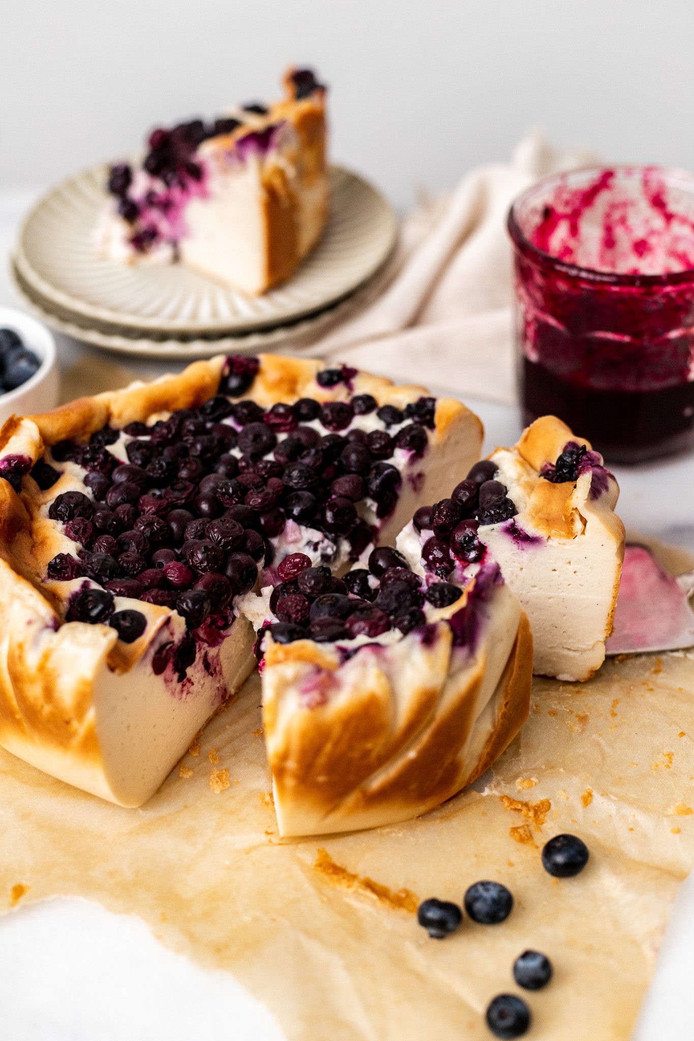 Creamy Vegan Blueberry Burnt Basque Cheesecake Recipe | The Banana Diaries