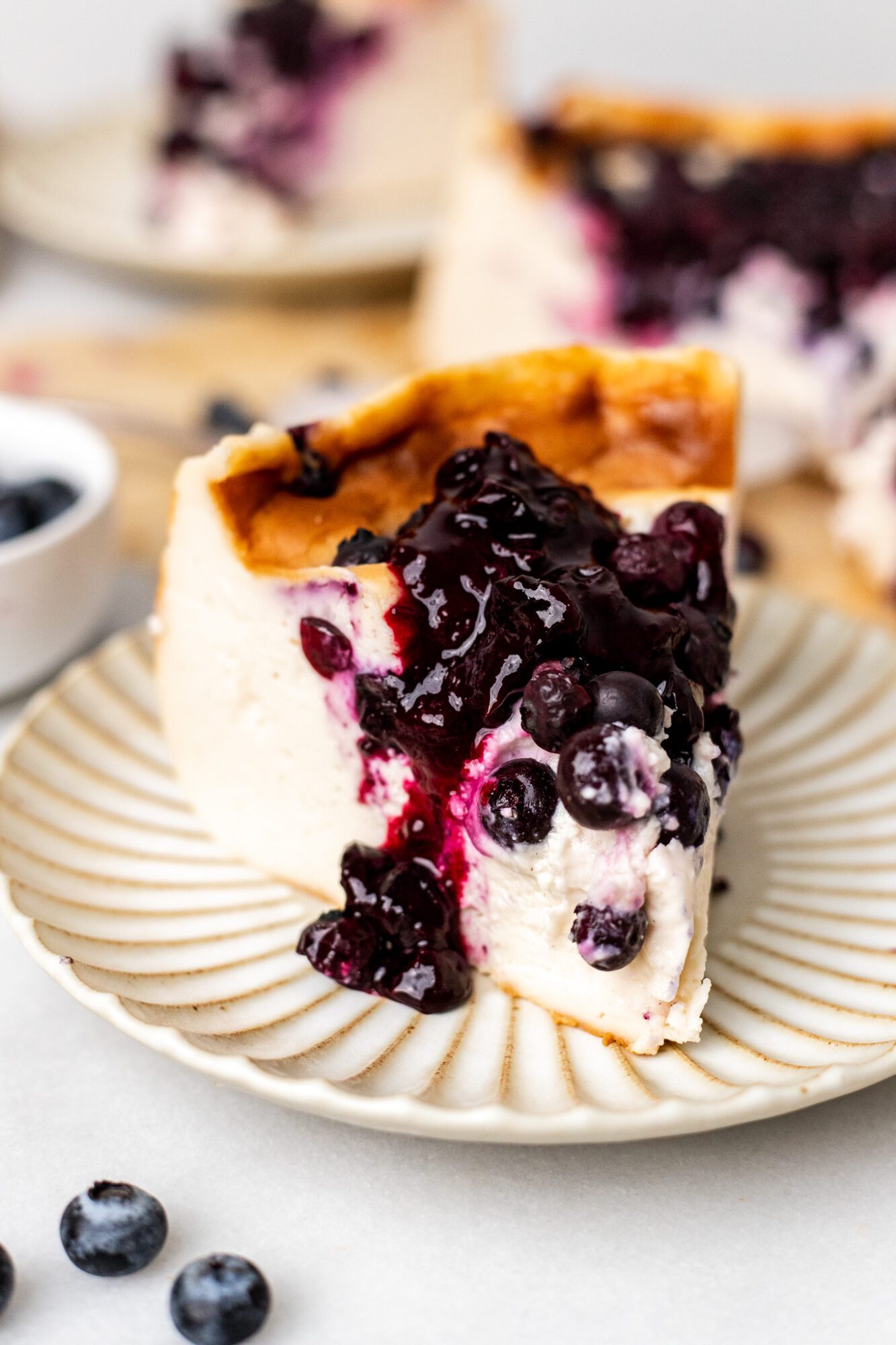 Creamy Vegan Blueberry Burnt Basque Cheesecake Recipe | The Banana Diaries