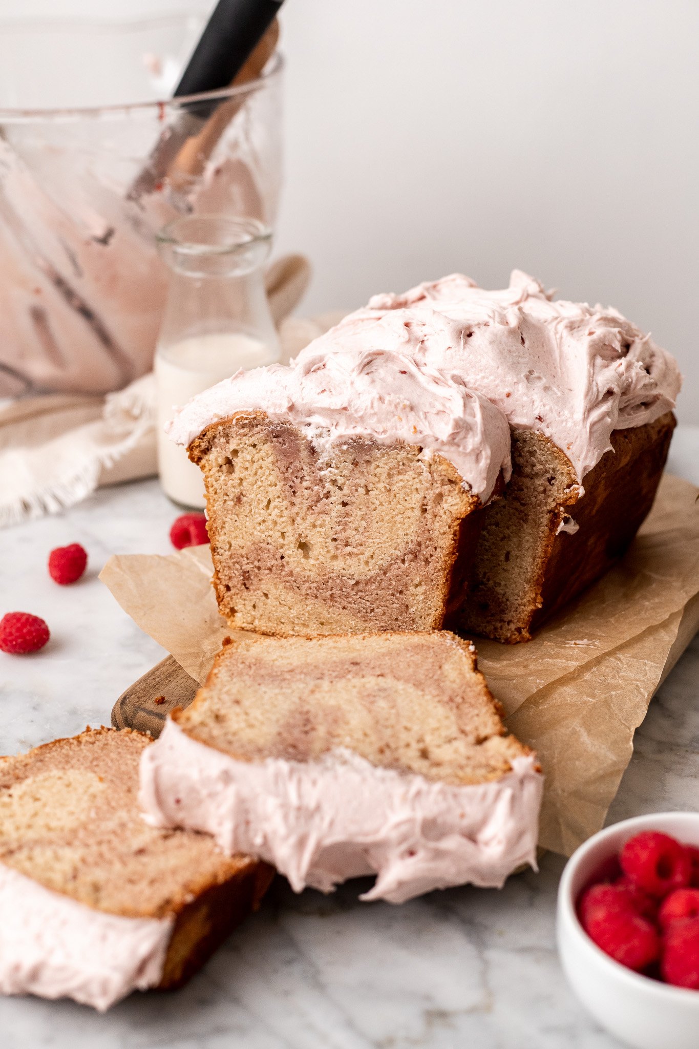 Moist & Fluffy Vegan Raspberry Swirled Pound Cake | The Banana Diaries
