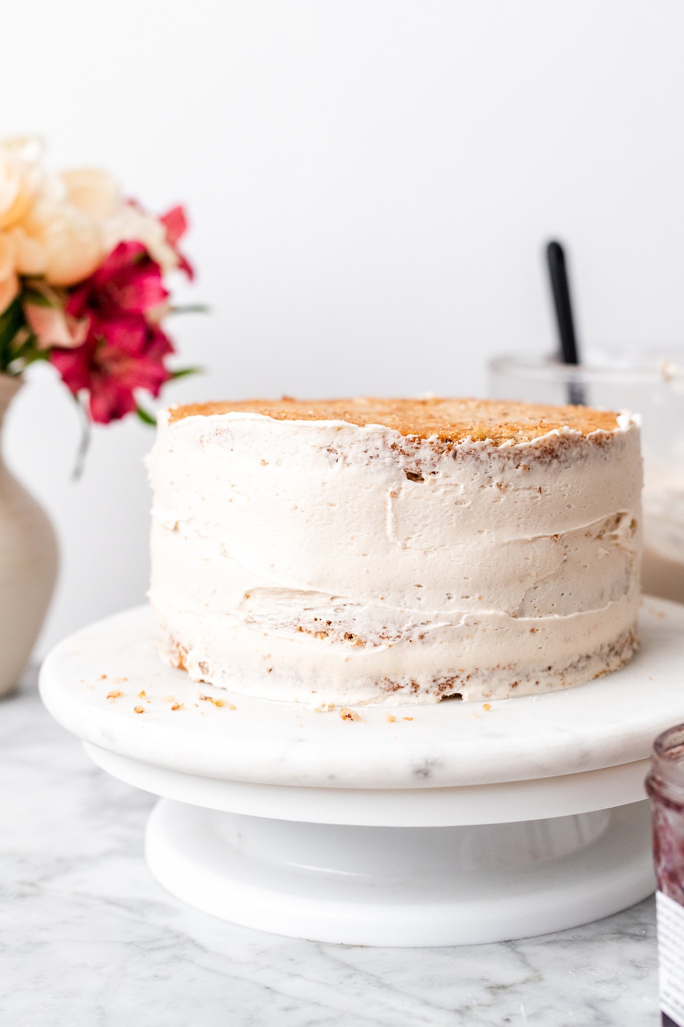 One Bowl Vegan Almond Raspberry Cake with Cream Cheese Frosting | The ...