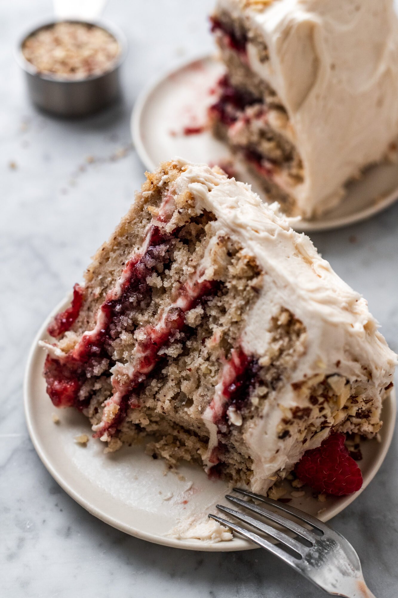 One Bowl Vegan Almond Raspberry Cake with Cream Cheese Frosting | The ...