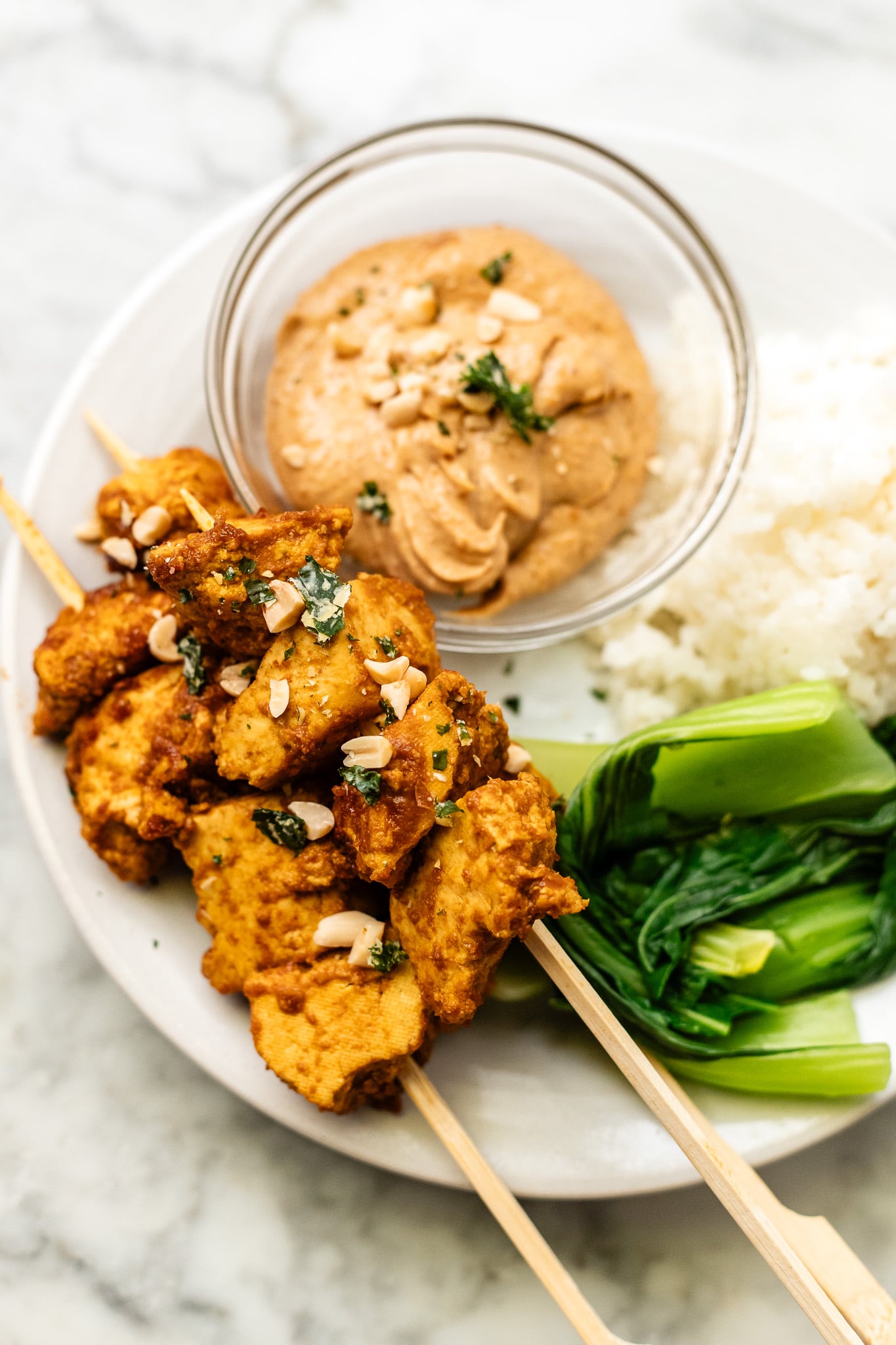 Easy Pan-Seared Tofu Satay with Peanut Sauce | The Banana Diaries