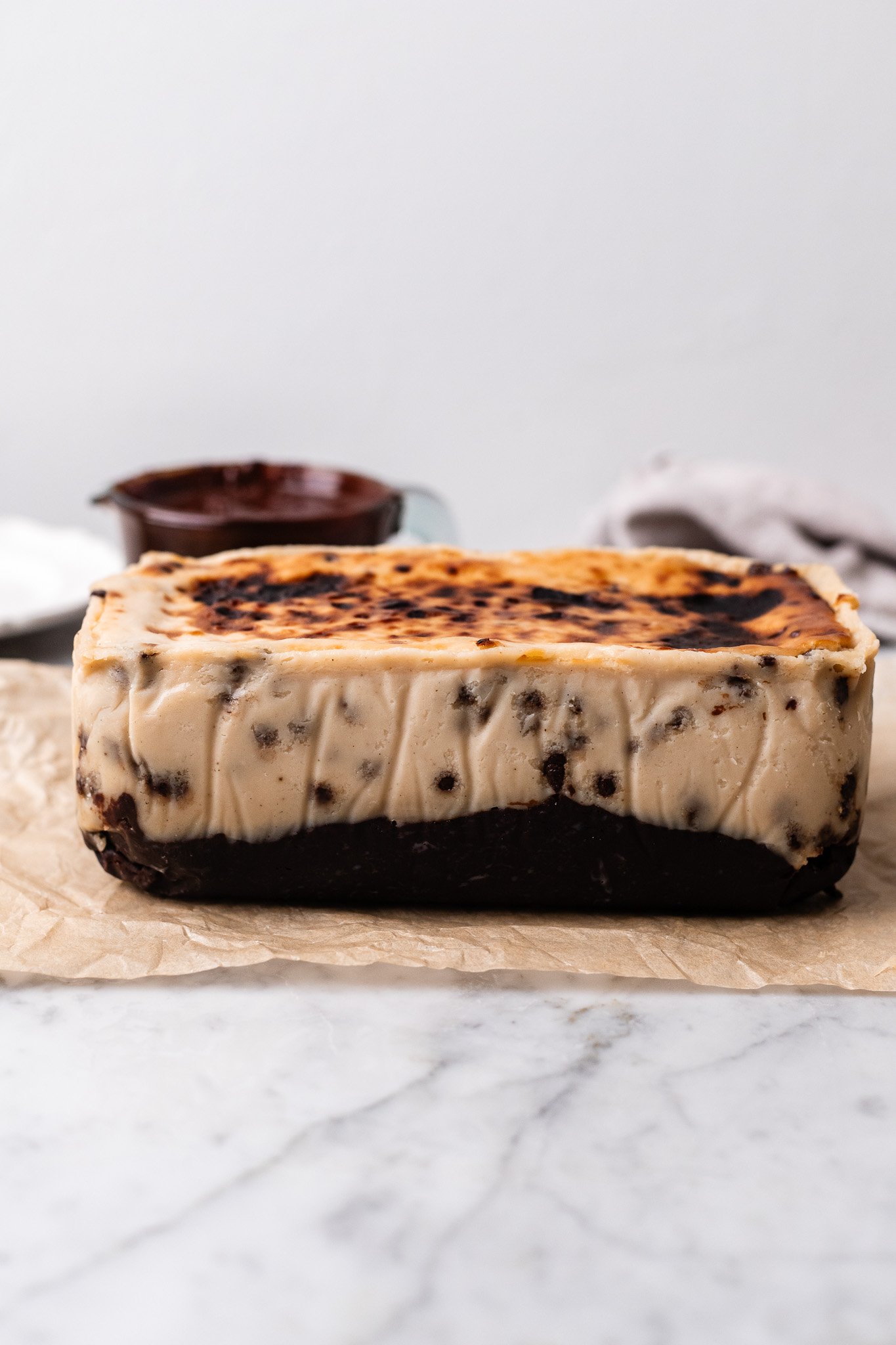 Small Batch Vegan Brookie Basque Cheesecake Bars - No eggs, no dairy ...