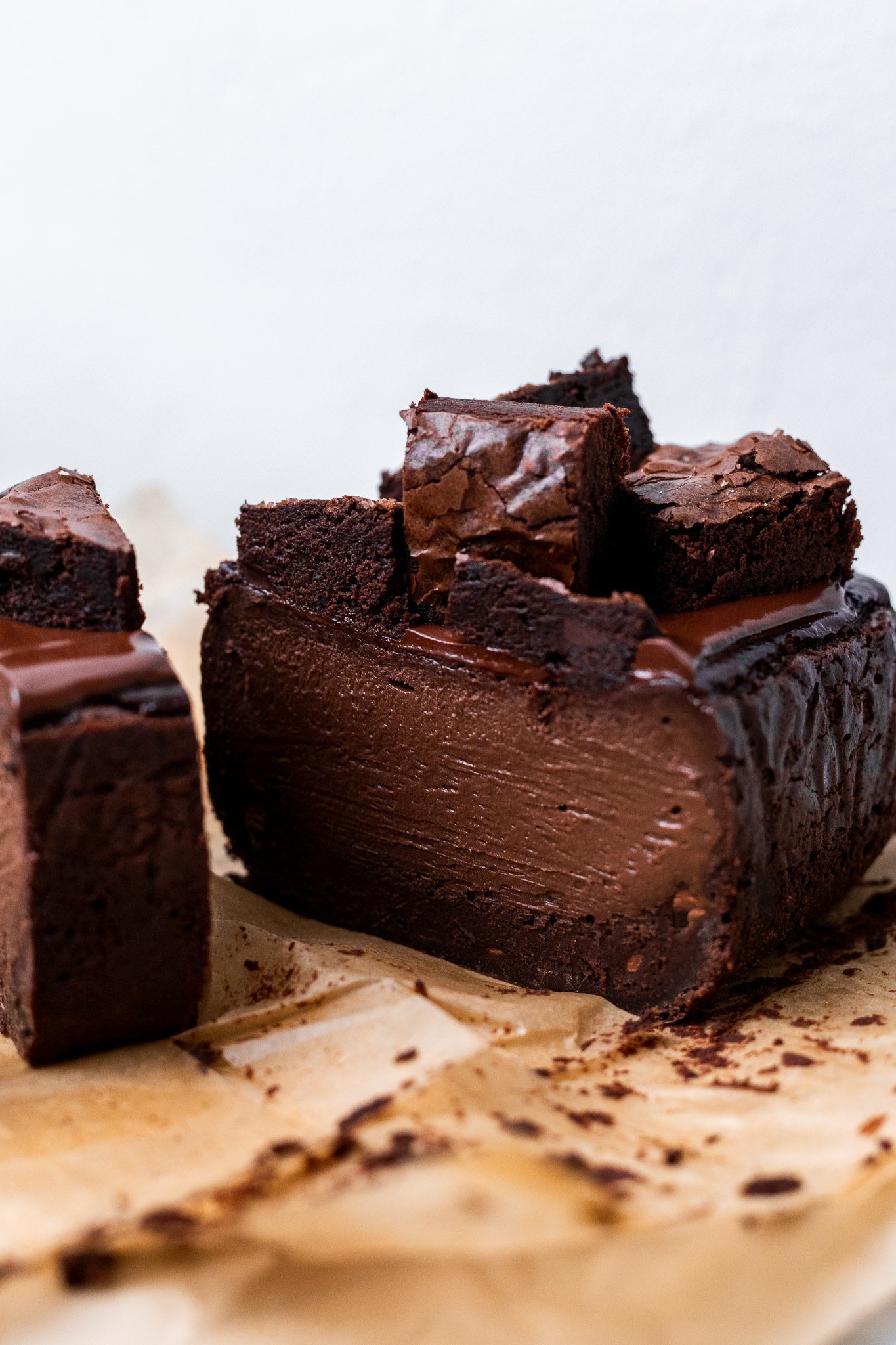 Molten Small Batch Vegan Brownie Basque Cheesecake | The Banana Diaries