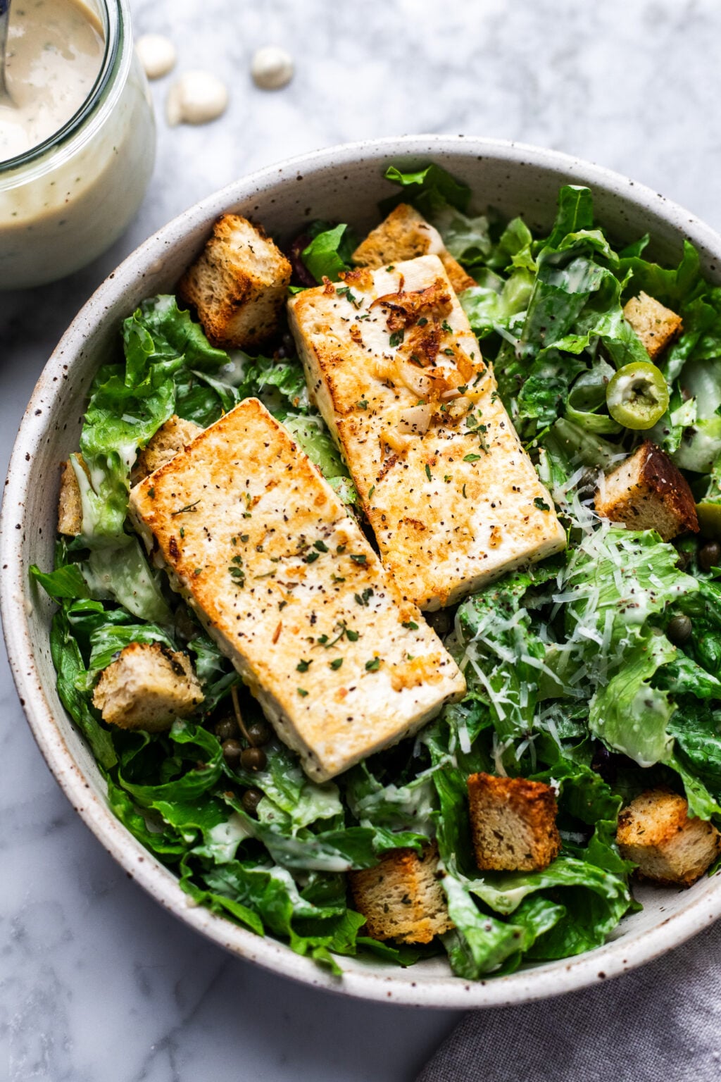 Ridiculously Easy Vegan Caesar Salad Recipe with Lemon Tofu | The ...