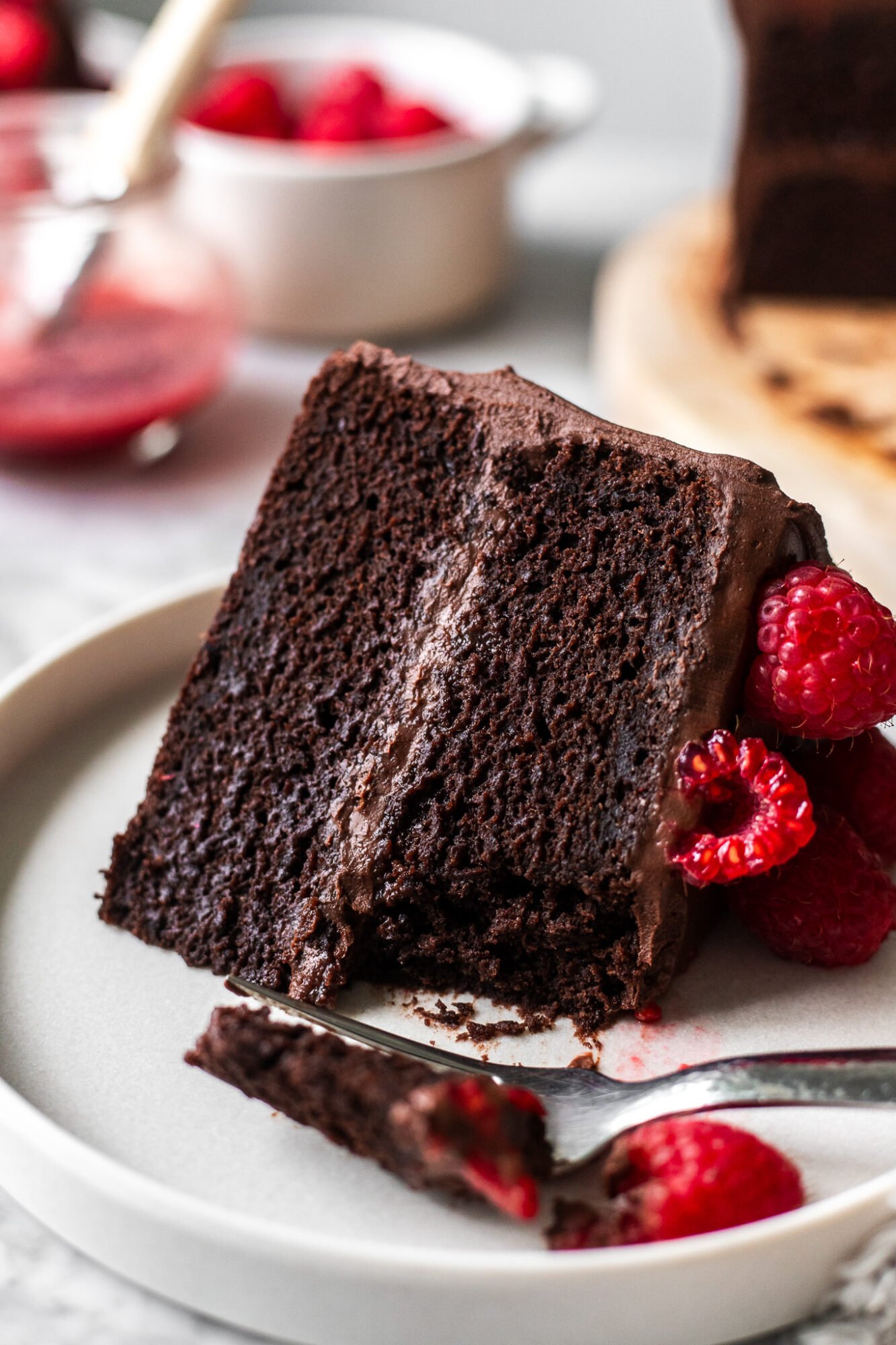 Unbelievably Vegan Chocolate Raspberry Fudge Cake | The Banana Diaries