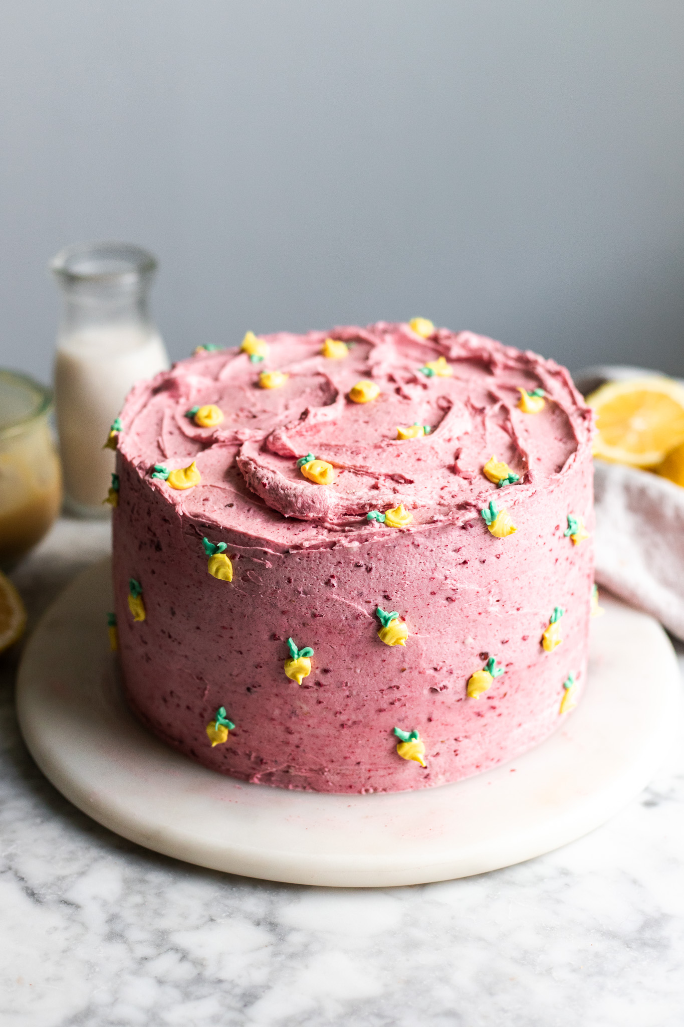 One Bowl MOIST Vegan Lemon Cake with Raspberry Buttercream | The Banana ...