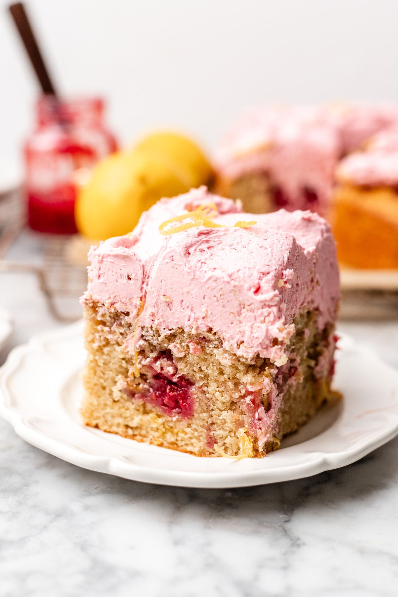 One Bowl MOIST Vegan Raspberry Lemon Sheet Cake with Lemon Curd | The ...