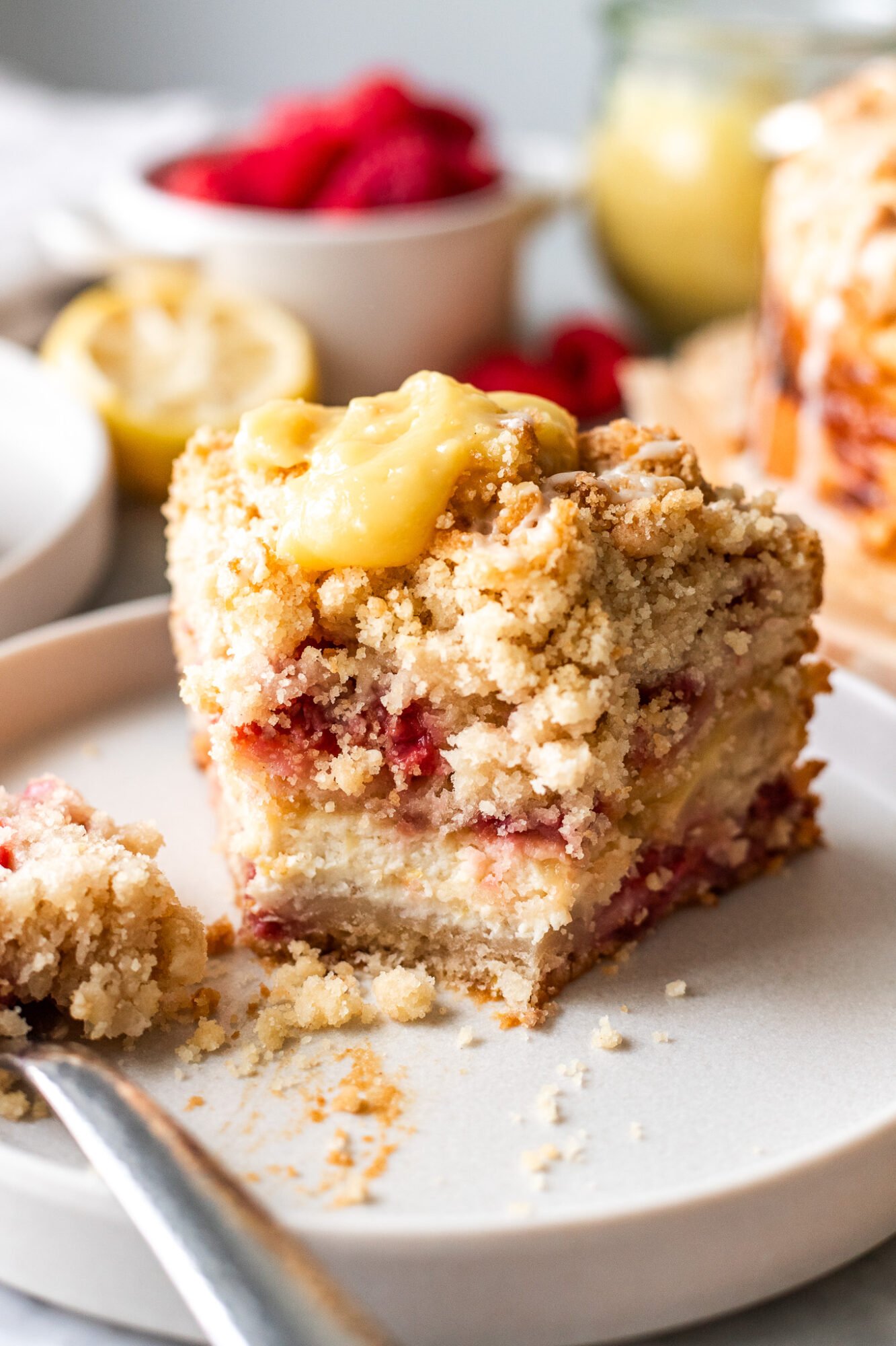 Soft & Tender Vegan Lemon Raspberry Coffee Cake with 'Cream Cheese ...