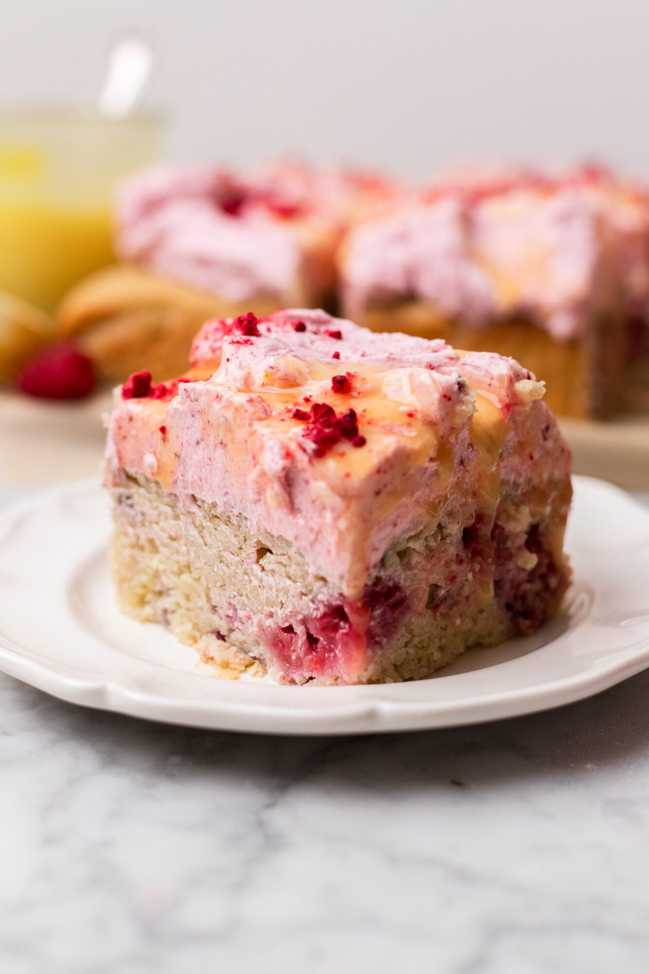 One Bowl MOIST Vegan Raspberry Lemon Sheet Cake with Lemon Curd | The ...
