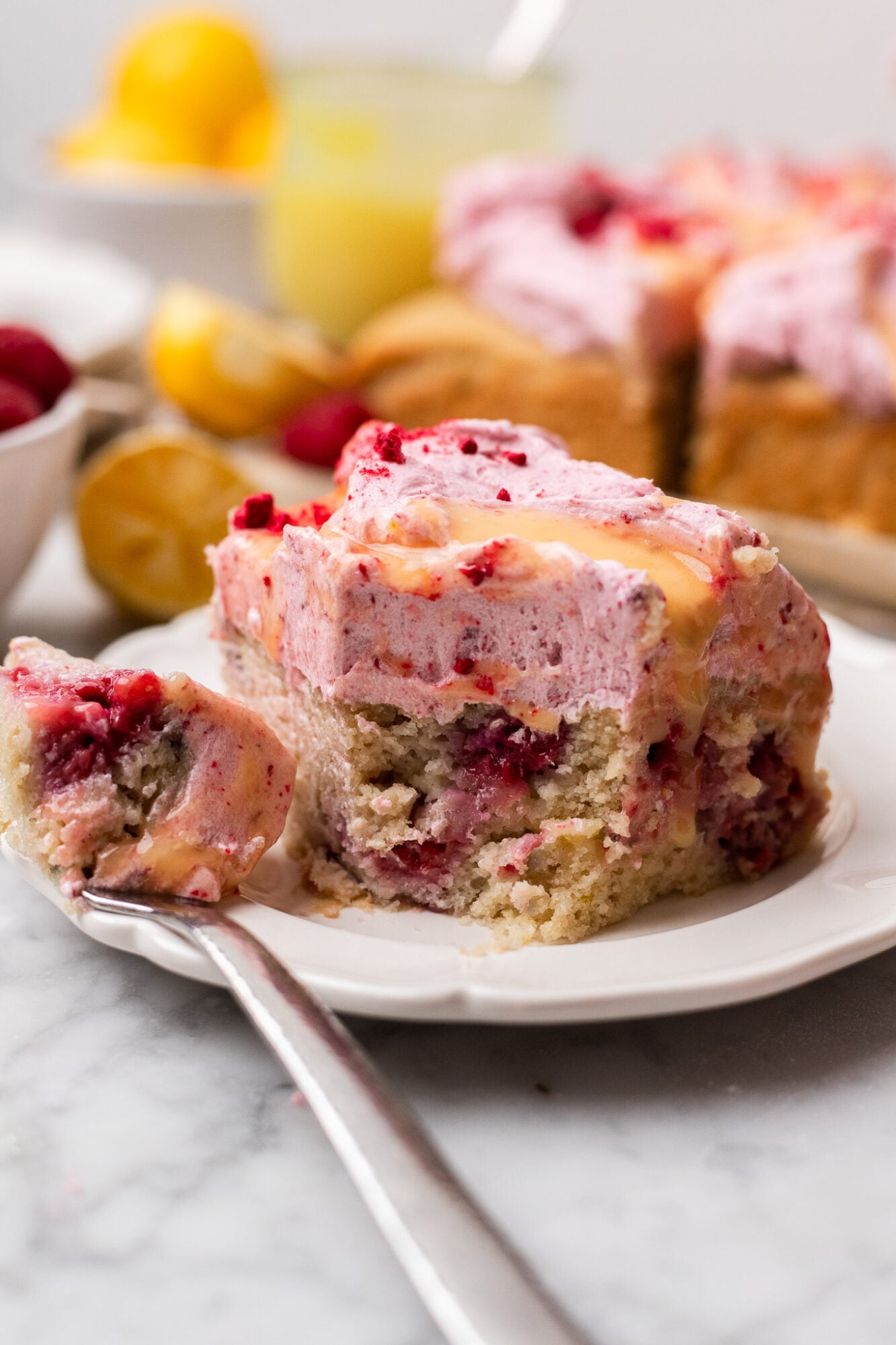 One Bowl MOIST Vegan Raspberry Lemon Sheet Cake with Lemon Curd | The ...
