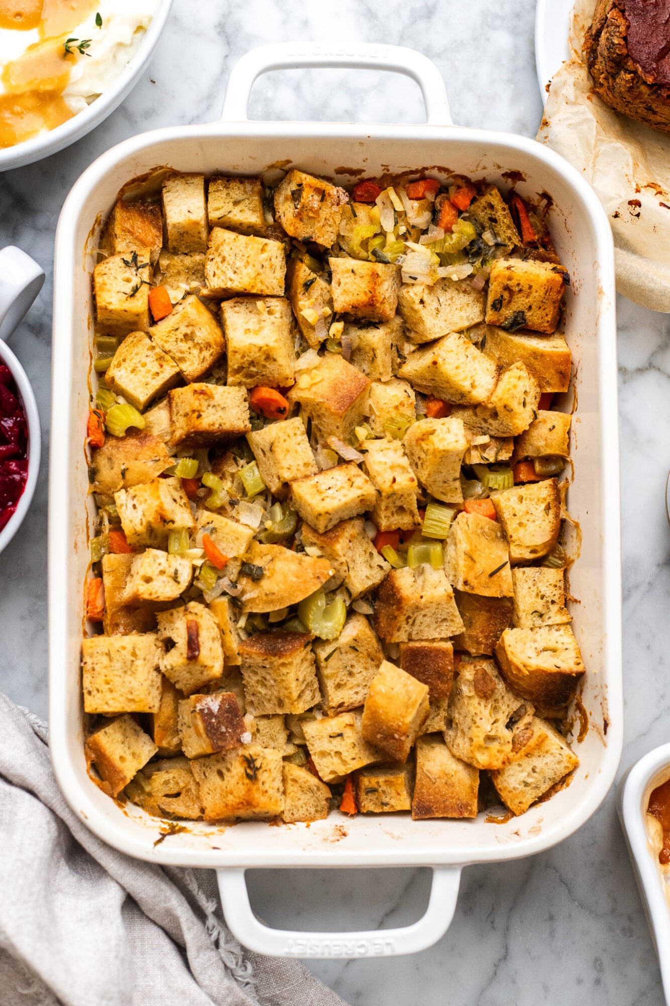 Easy Buttery Herb Vegan Stuffing Recipe | The Banana Diaries