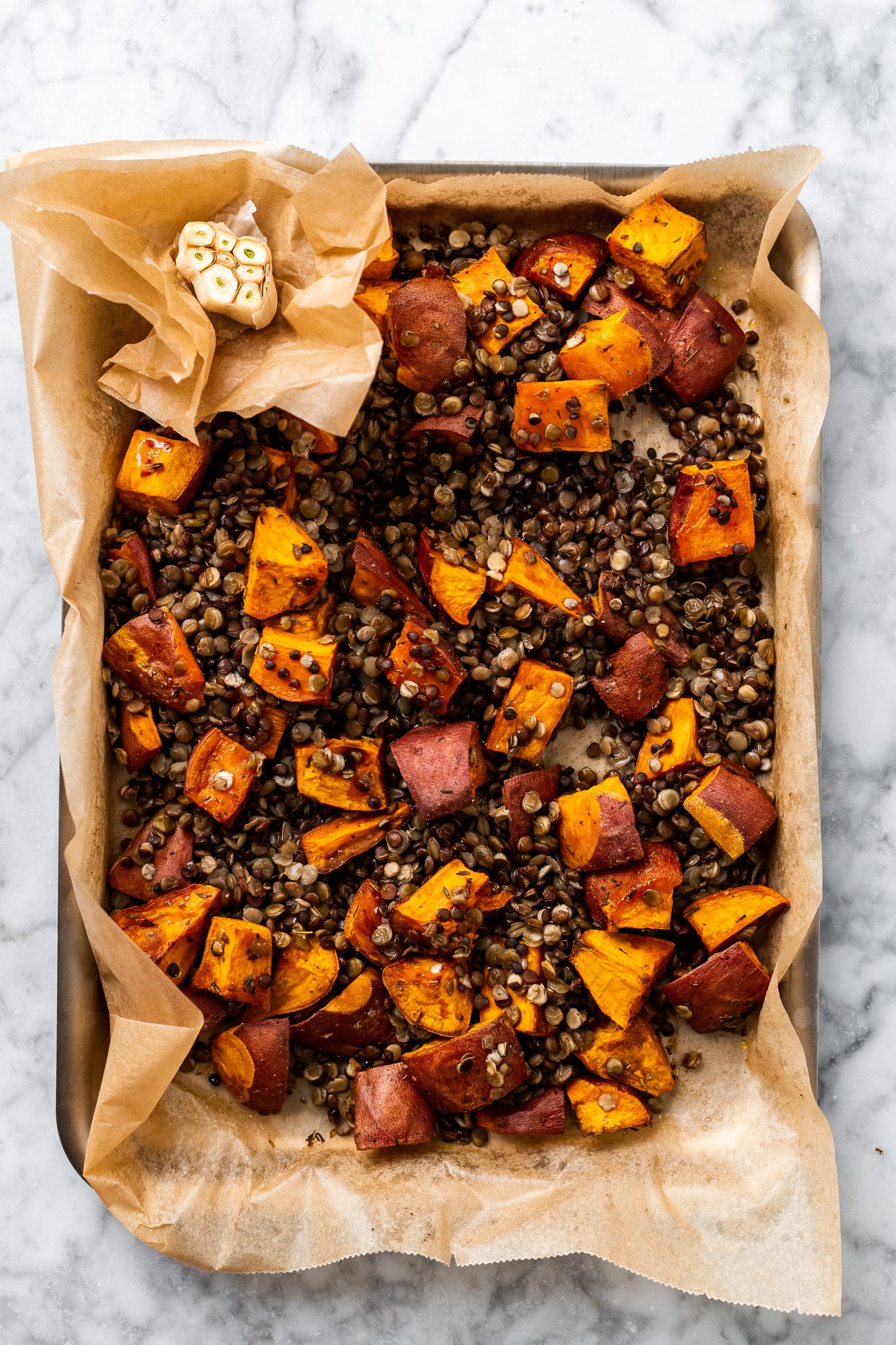 Roasted Sweet Potato Salad with Lentils | The Banana Diaries